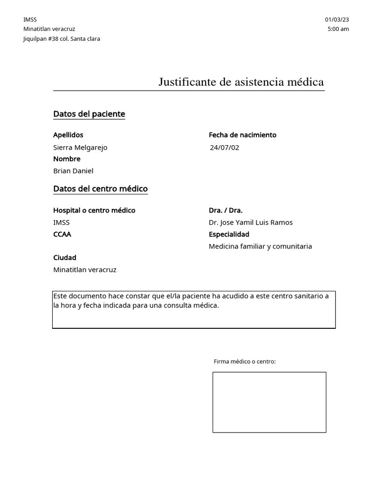 Justificante Medico | PDF
