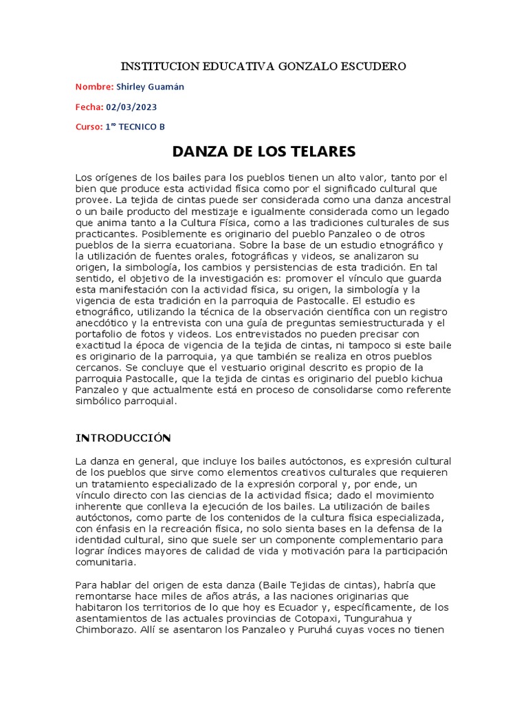 La danza de los telares: Un análisis del origen y significado cultural ...