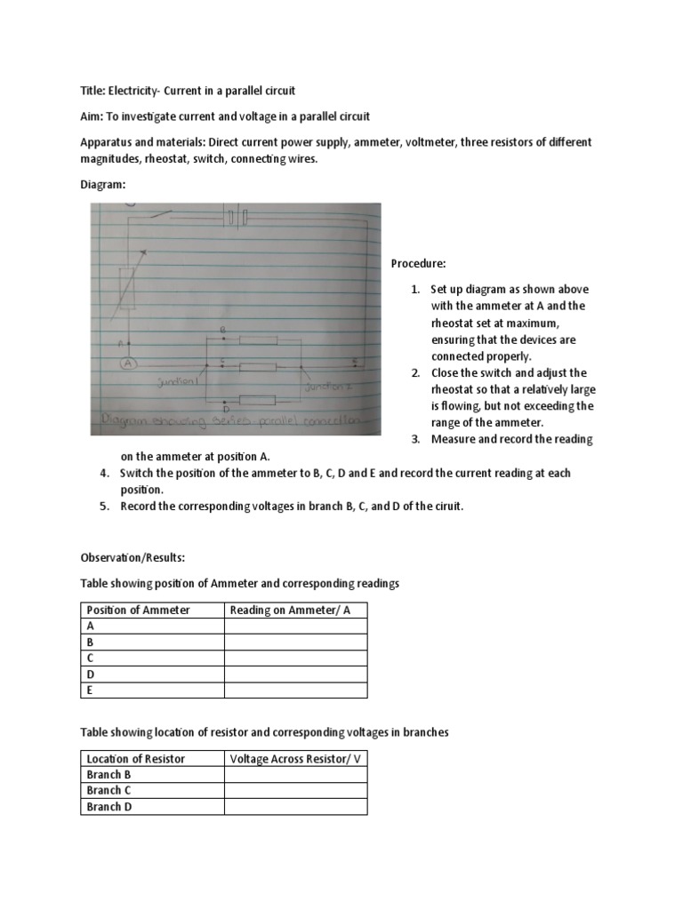 Lab#10 Electricity - Current in A Parallel Circuit | Download Free PDF ...