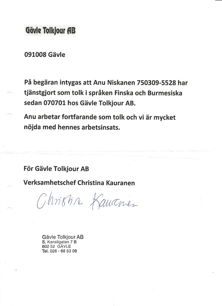 Arbetsgivarintyg | PDF