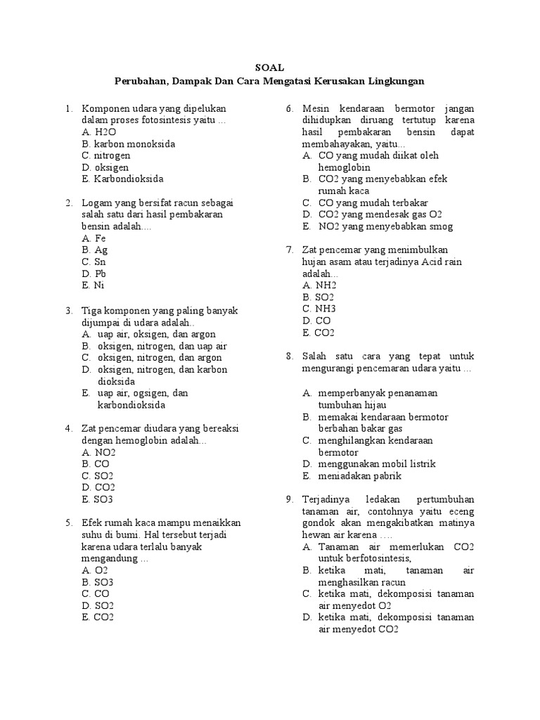 Soal Utn Pencemaran | PDF