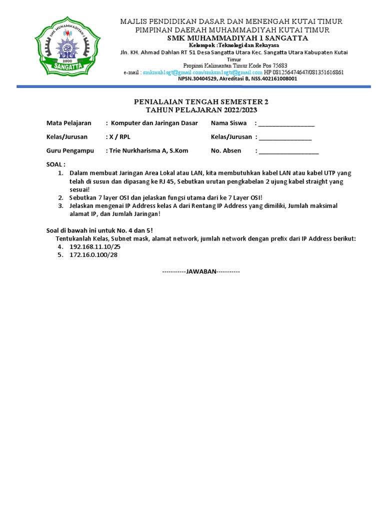 Soal PTS KJ RPL | PDF