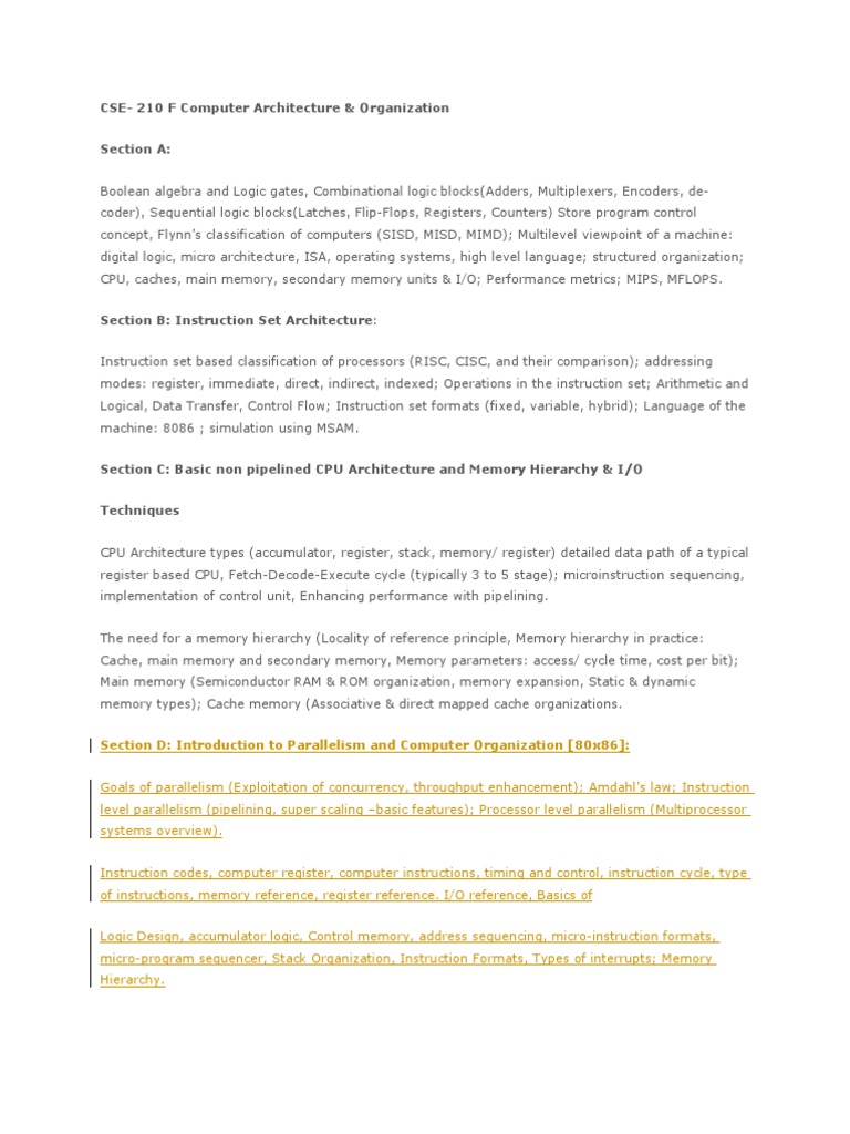 Cse 210 Computer Architecture Organization Sections Pdf Parallel Computing Central