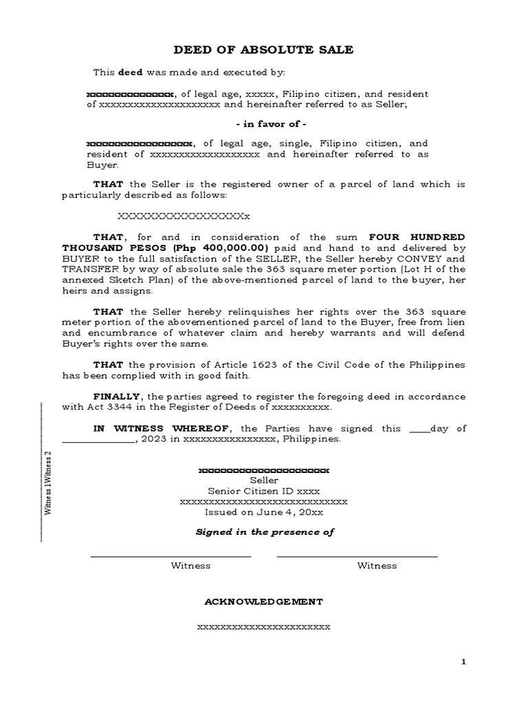 Sample Deed of Sale | PDF