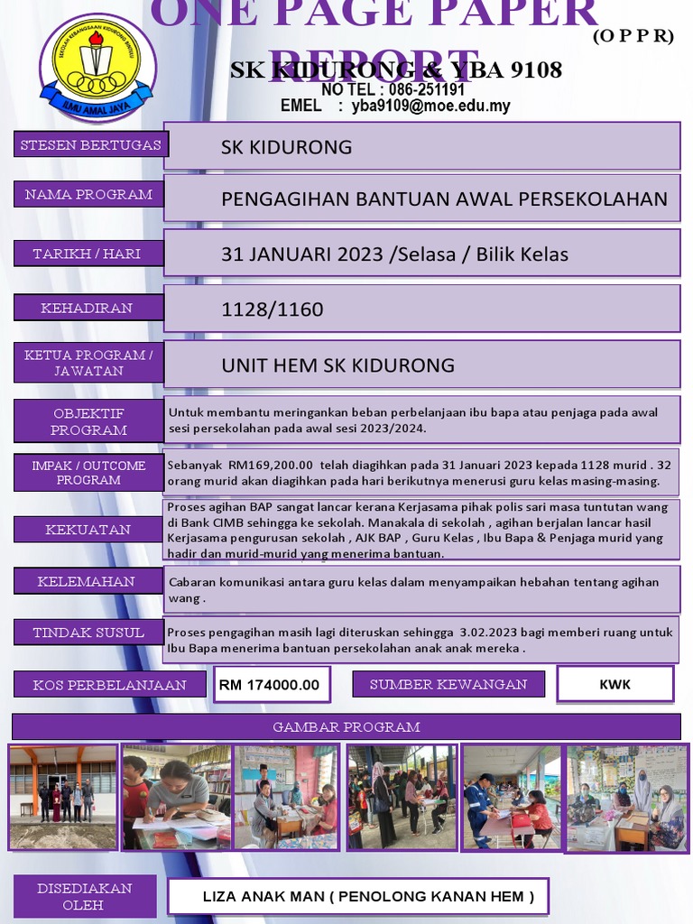 Tapak OPPR SPBM 2023 BAP SK KIDURONG | PDF