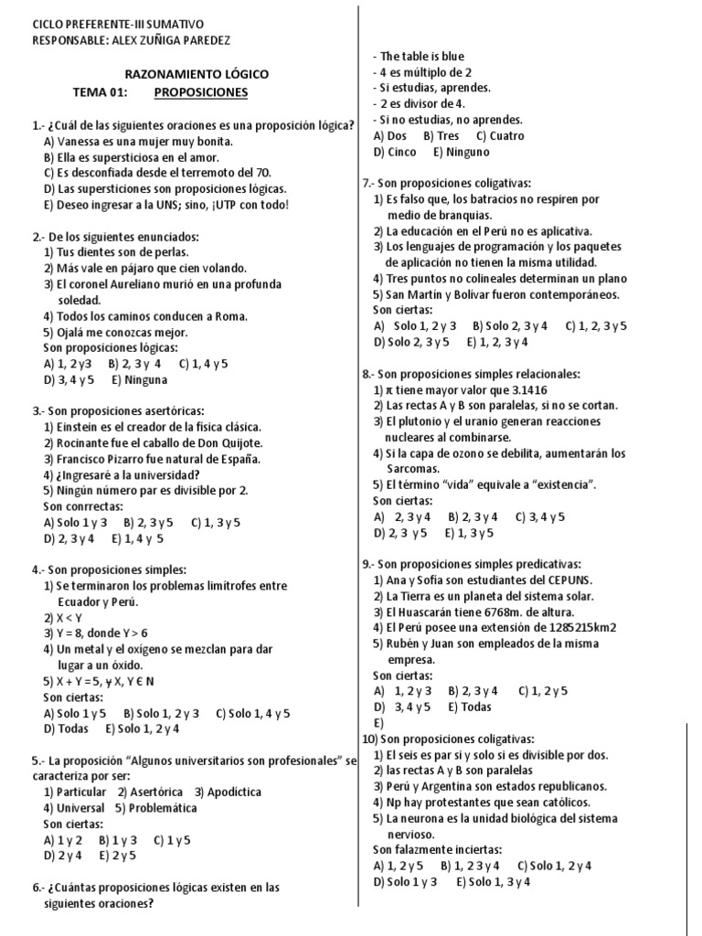 Lógica Prop. Form. Tab. Verdad | PDF | Proposición