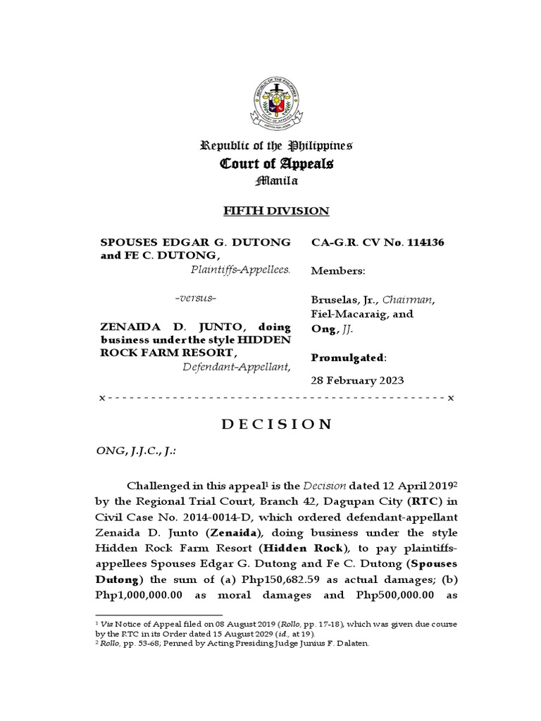 CA-G.R. CV No. 114136 | Download Free PDF | Negligence | Damages