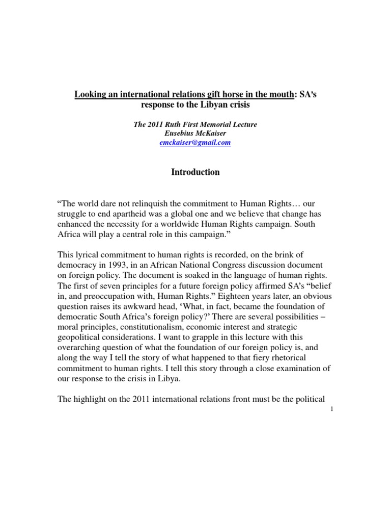 2011 Ruth First Memorial Lecture McKaiser | PDF | African Union ...