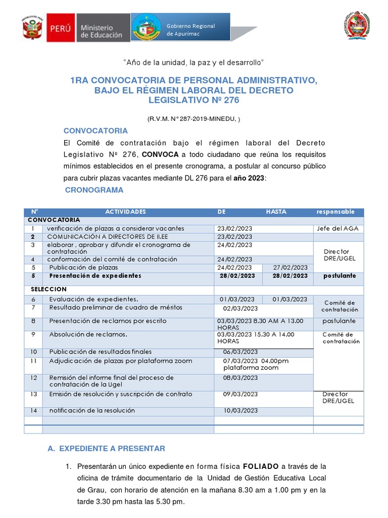 Convocatoria de 276 - 1 | PDF | Laboratorios | Educación más alta