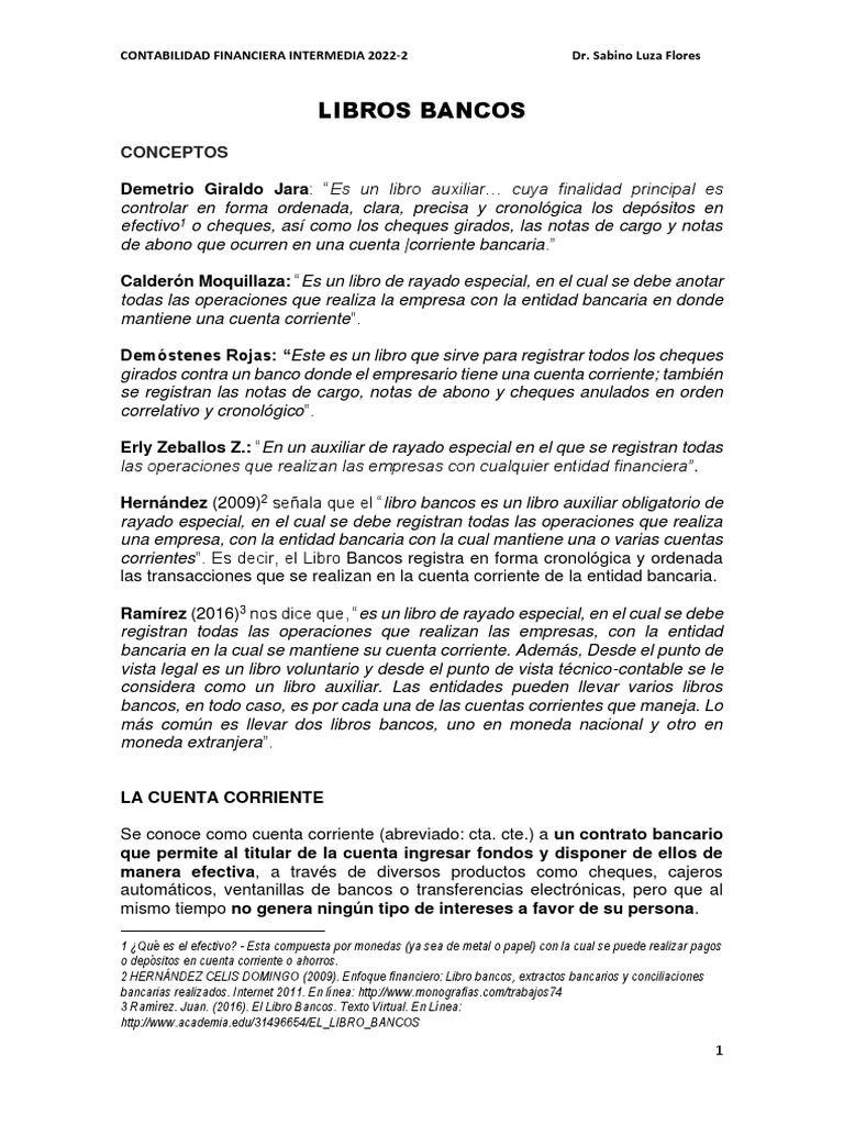 Libros Bancos: Conceptos | PDF | Bancos | Contabilidad