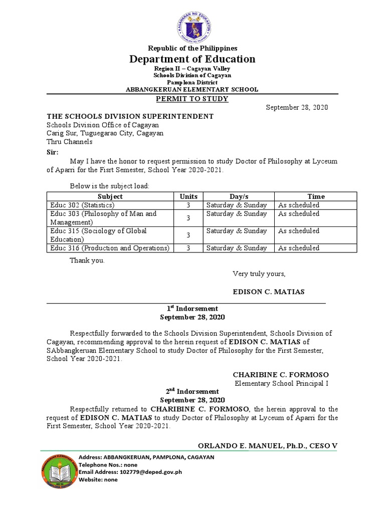 Permit To Study | PDF