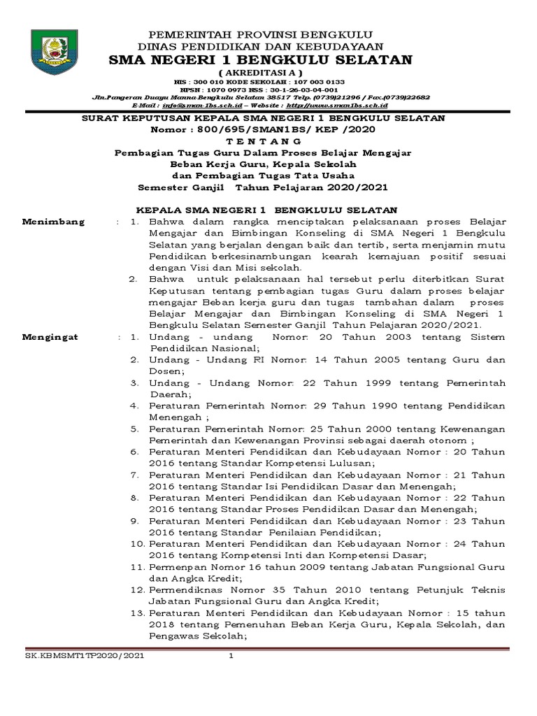 Sk. TH Pelajaran 20202021 | PDF