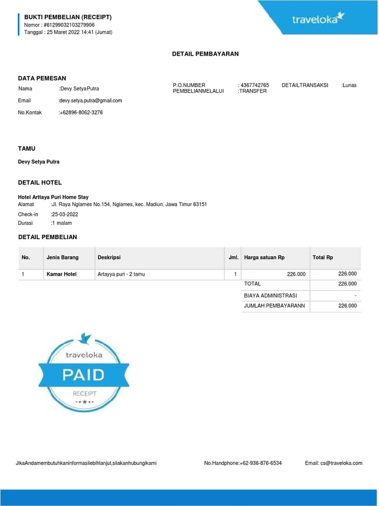 NOTA HOTEL Madiun-Dikonversi | PDF