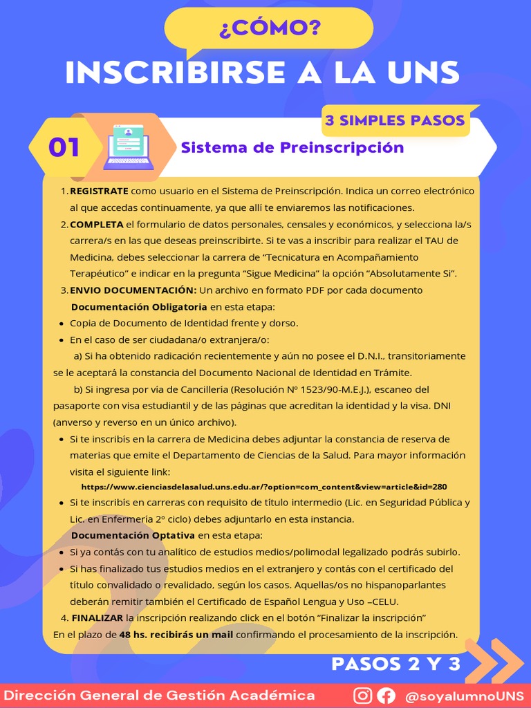 Inscribirse A La UNS 2023 | PDF