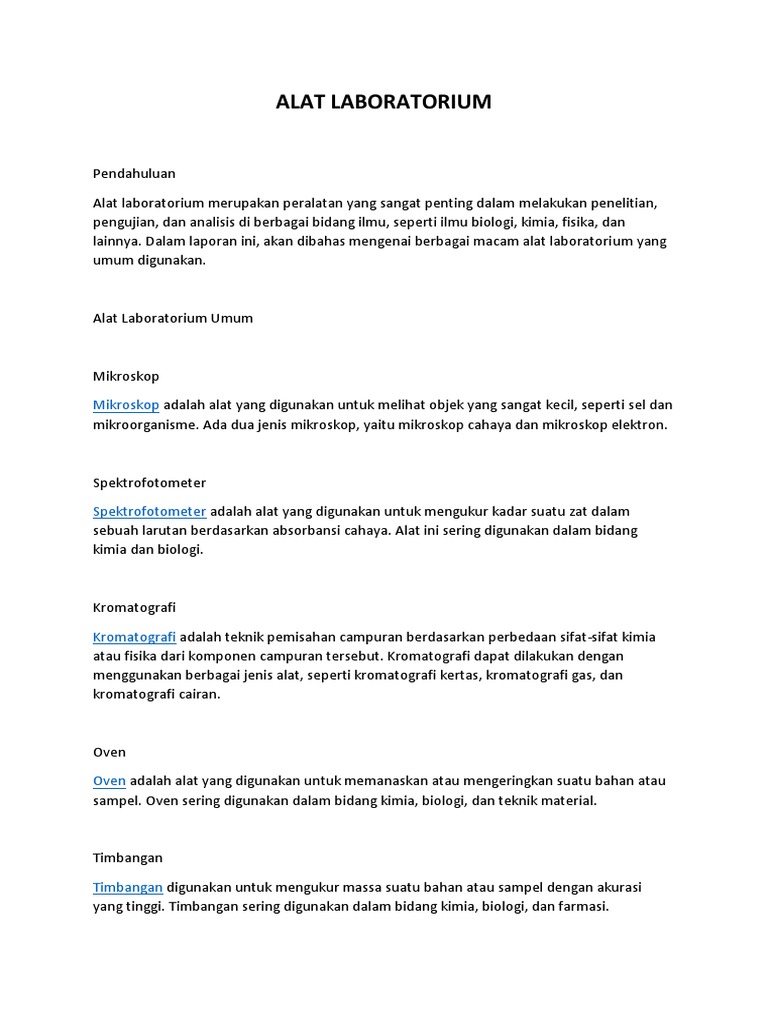 Alat Laboratorium dan Fungsinya | PDF | Kesehatan Holistik