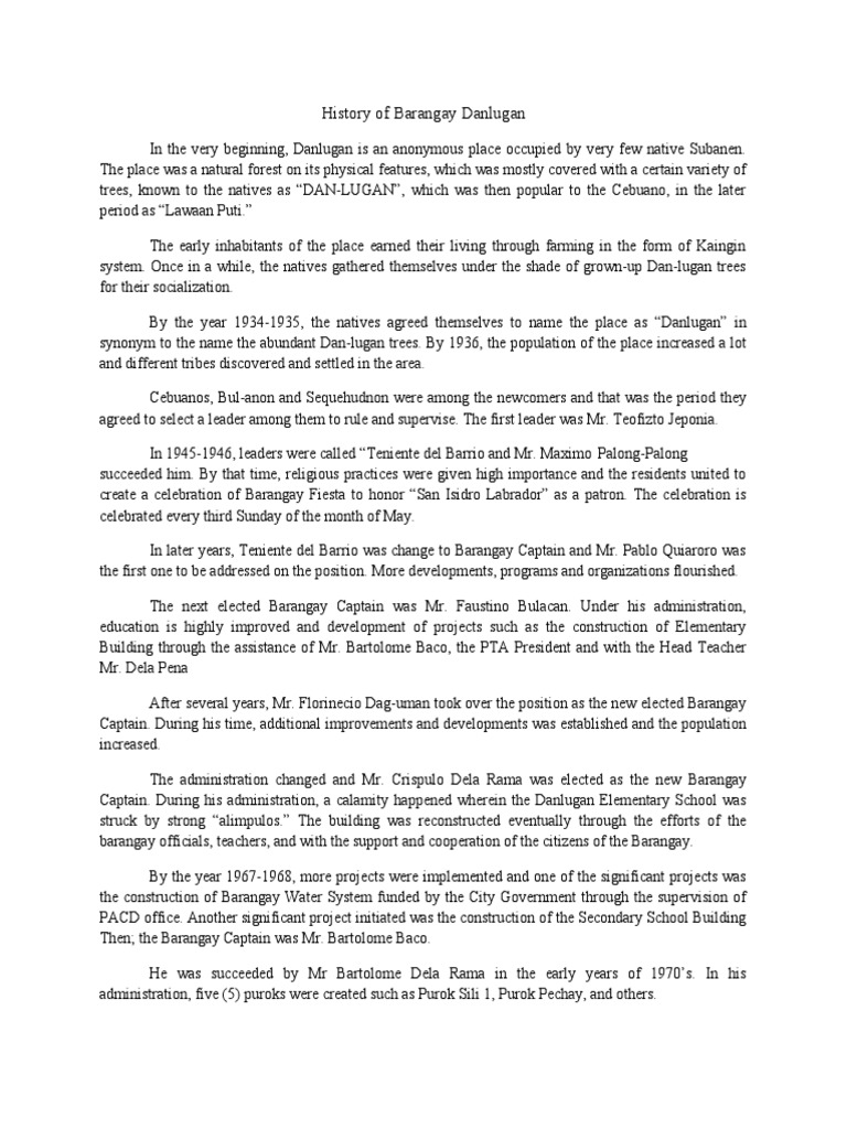 History of Barangay Danlugan | PDF