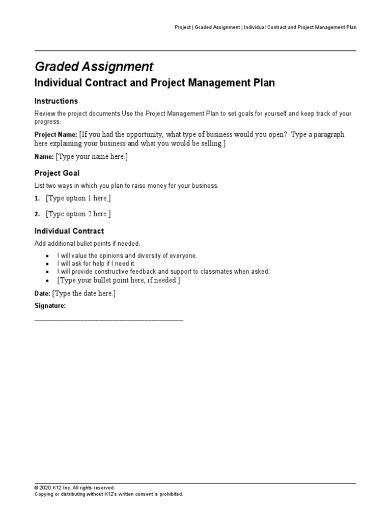 Individual Contract and Project Management Plan V2 | PDF | Business