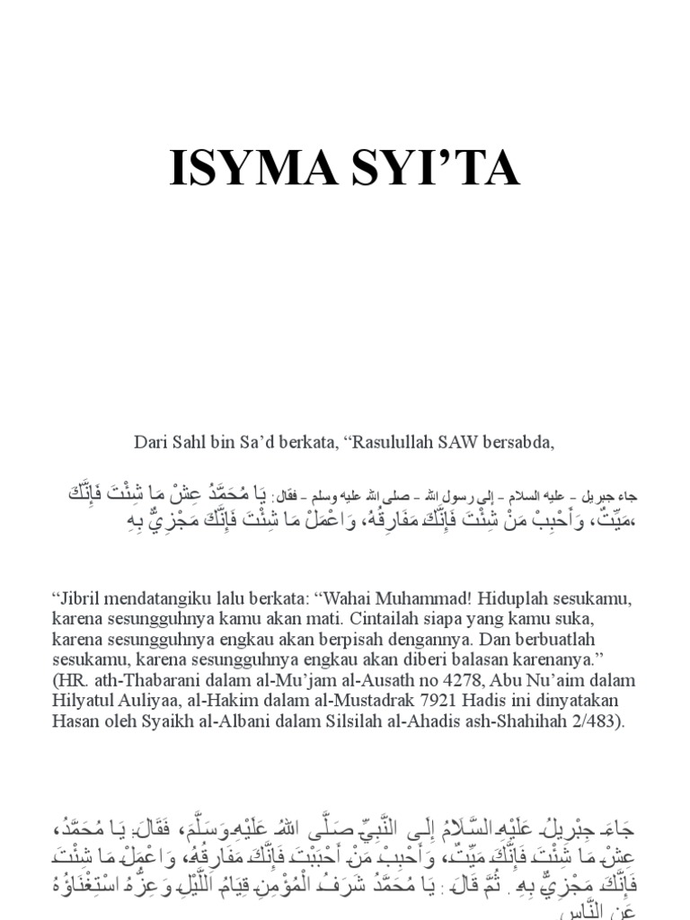 Isyma Syi'Ta | PDF