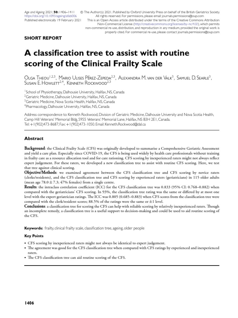 A Classification Tree To Assist With Routine Scoring of The Clinical ...