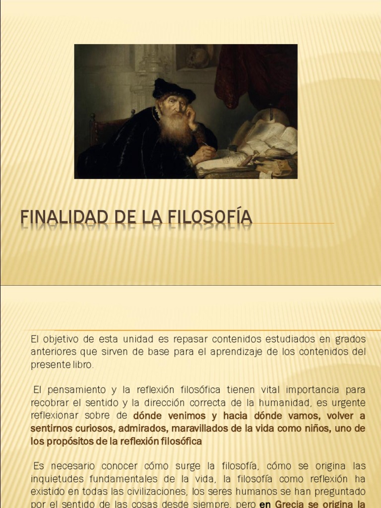 Finalidad de La Filosofía. UNIDAD 0.pot | PDF | Realidad | Verdad