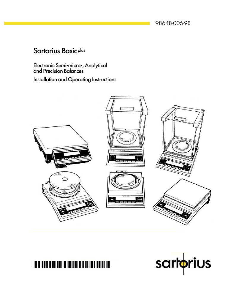 Sartorius Balance Operating Manual | PDF | Weighing Scale | Calibration