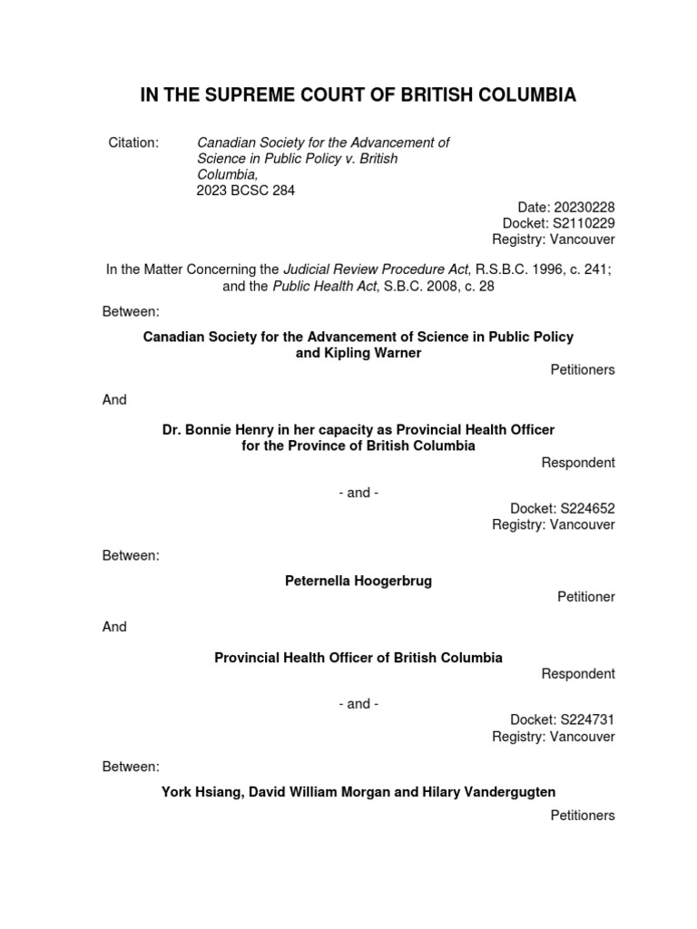 2023-02-28 - Reasons For Judgment Dismissing Peter Gall's Application To Augment Record | PDF ...