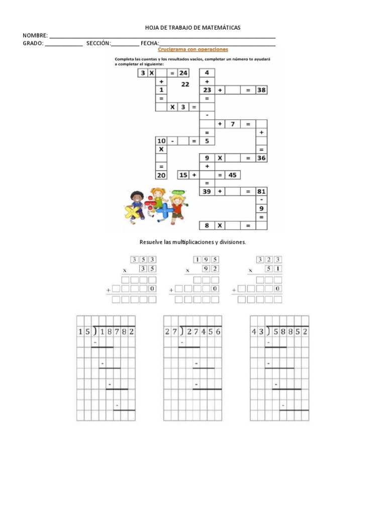 Hoja de Trabajo de Matemáticas | PDF | Comunicación