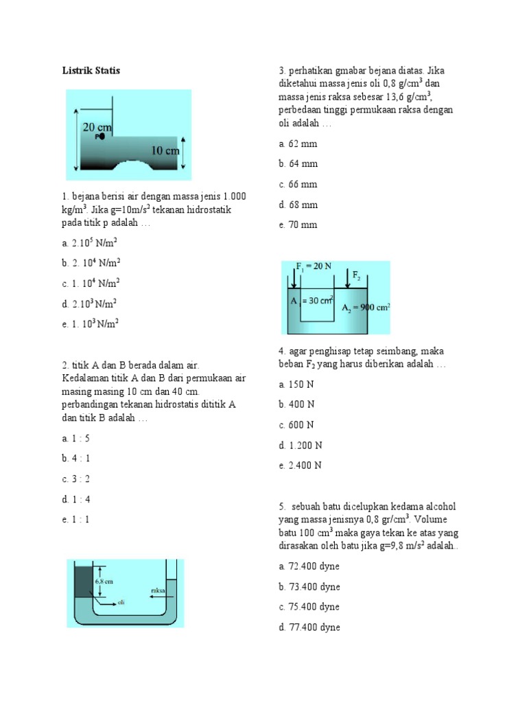 Fluida Statis Dinamis Latihan Soal | PDF