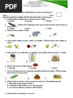 Entrance Test For Grade 1 | PDF