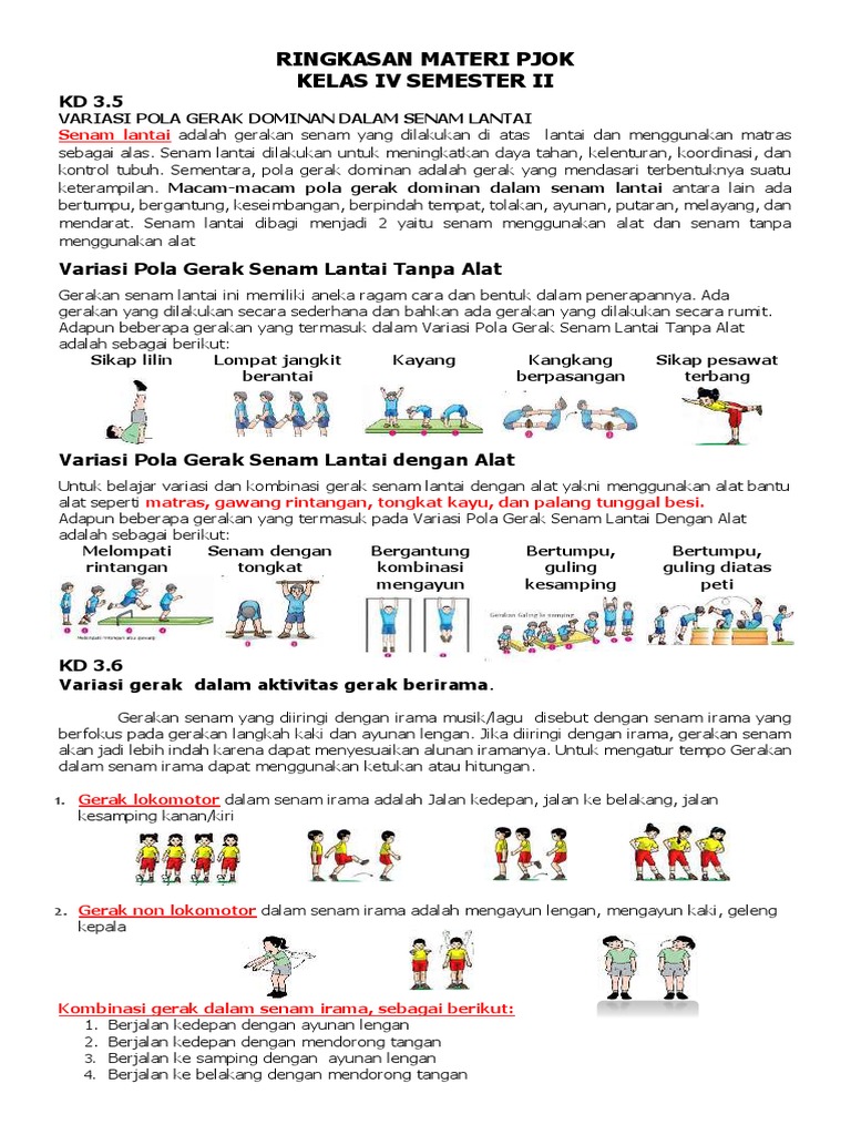 Materi Pjok Kelas Iv Sem 2 2022 2023 | PDF