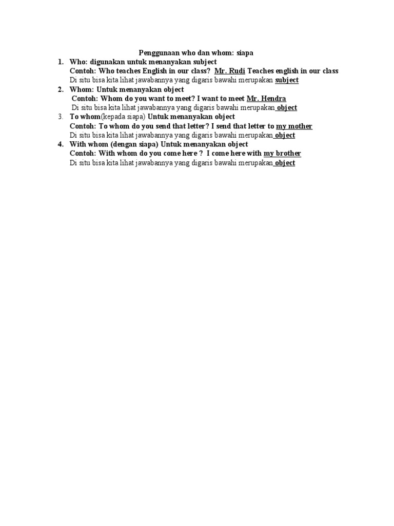 Penggunaan Who Dan Whom | PDF