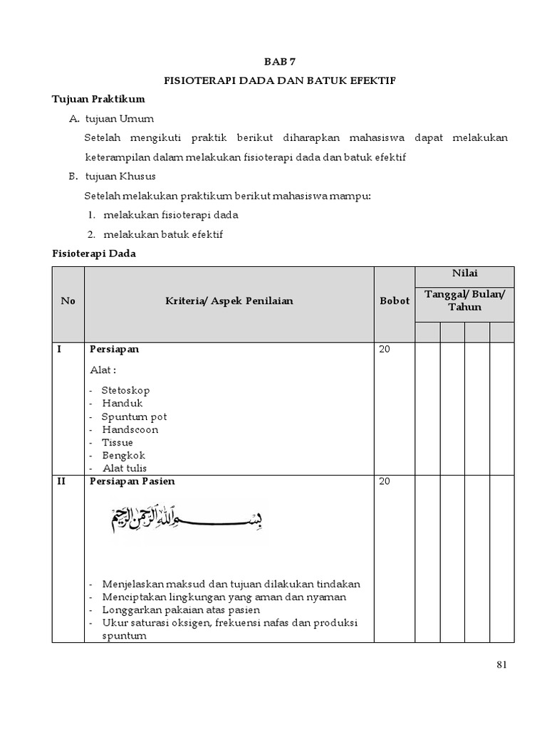 SOP Fisioterapi Dada Dan Batuk Efektif | PDF