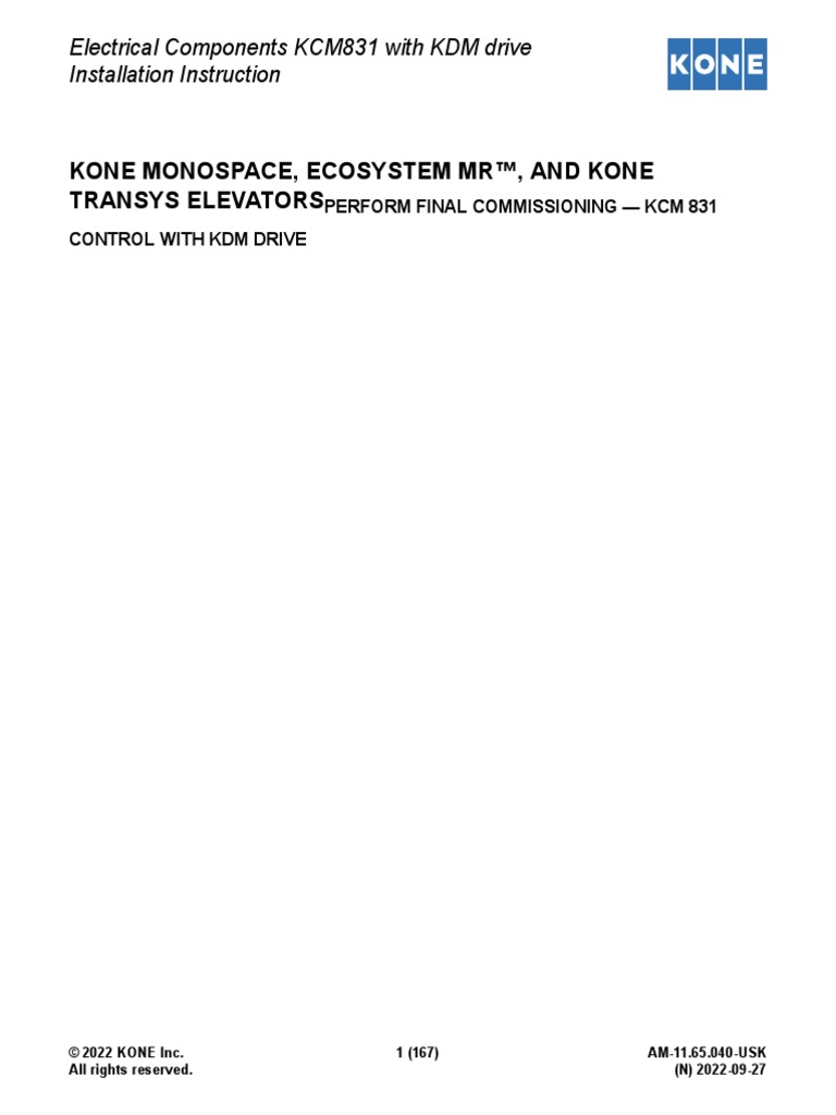 Perform Final Commissioning - KCM 831 Control With KDM Drive, Monospace 500 and 700, Ecosystem ...