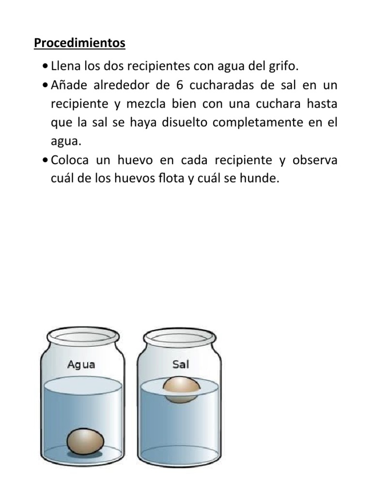 El Huevo Que Flota Contenido | PDF | Agua | Densidad
