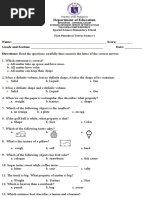 Entrance Test For Grade 1 | PDF