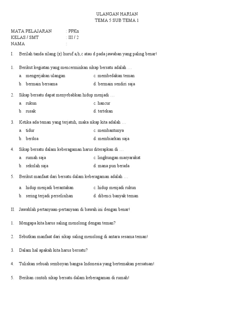 Uh Tema 5 Subtema 1 | PDF | Seni & Disiplin Bahasa | Kajian Bahasa Asing