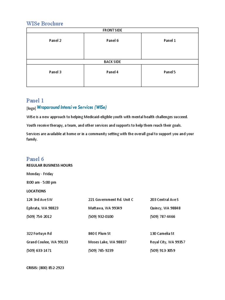 WISe Brochure Text | PDF | Hope | Mental Health