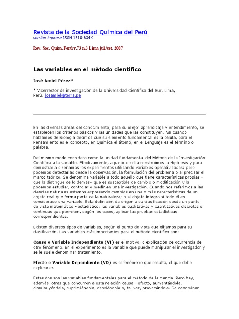 Las Variables en El Método Científico | PDF | Método científico | Adn