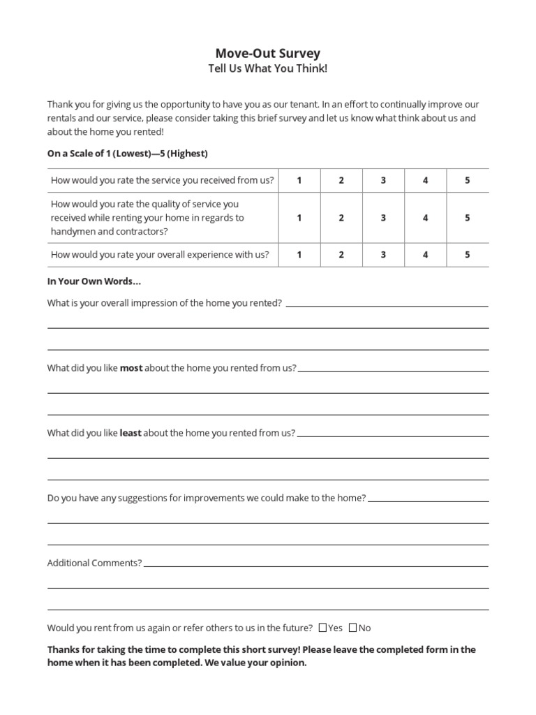 Move-Out Survey PDF | PDF
