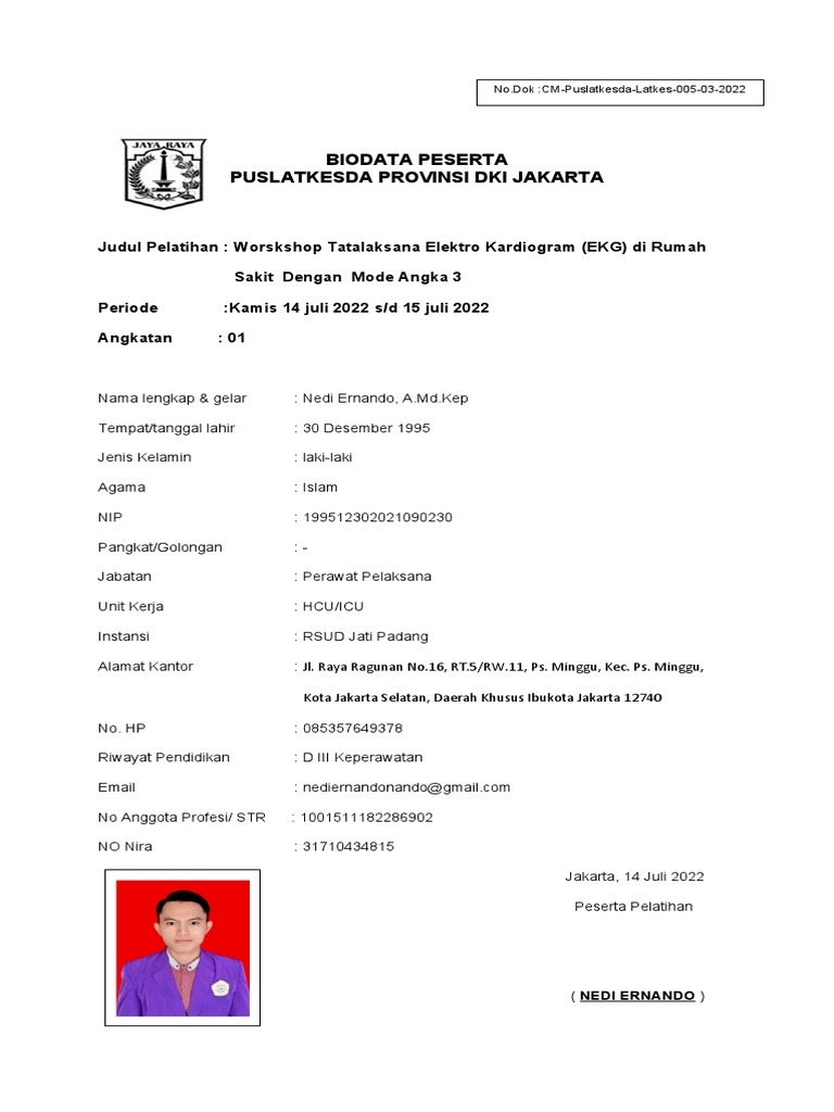 CM 05. Form Biodata Peserta | PDF