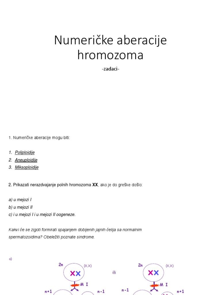 Numeričke Aberacije Hromozoma - Zadaci | PDF