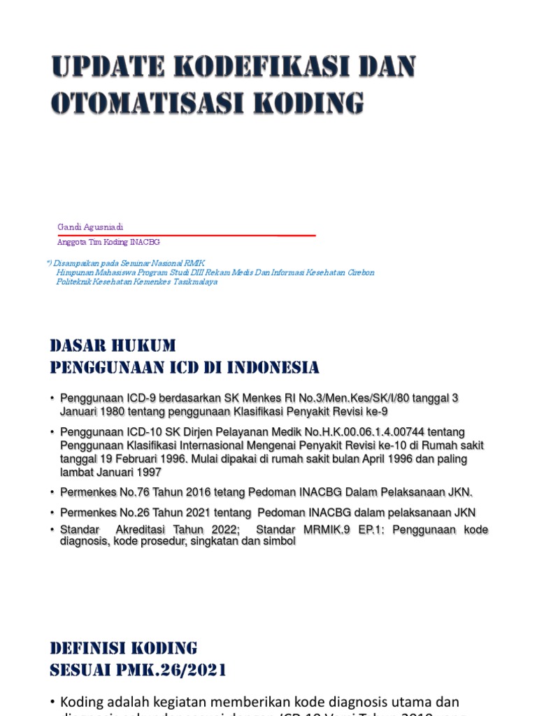Update Kodefikasi Dan Otomasisasi Koding | PDF