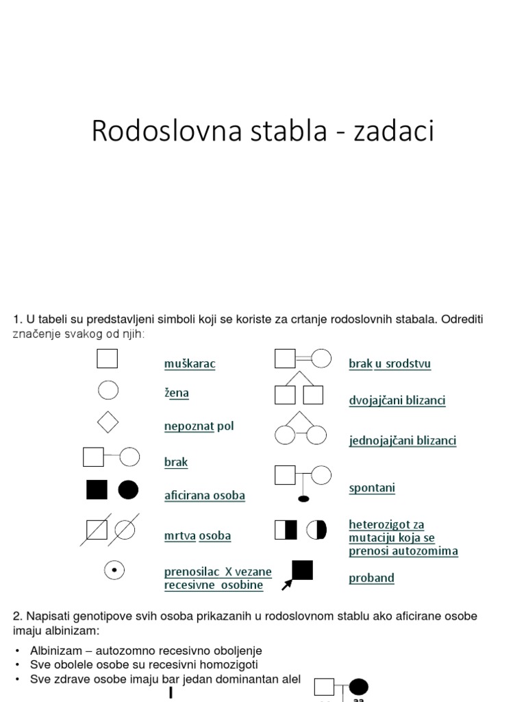 Rodoslovna Stabla - Zadaci | PDF