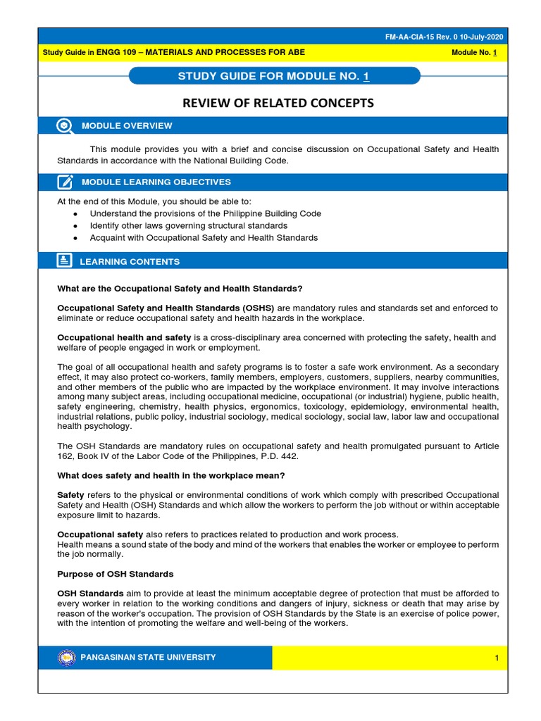 Overview of Occupational Safety Standards | PDF | Occupational Safety ...