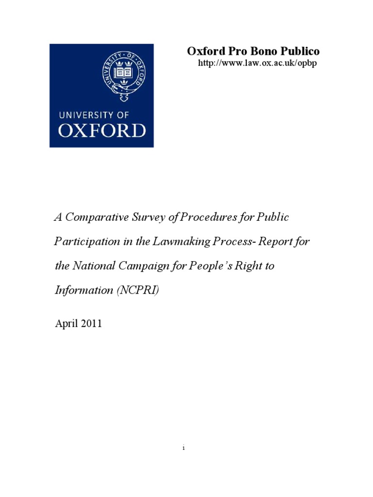 Public Participation in Lawmaking: A Survey | PDF | Public ...