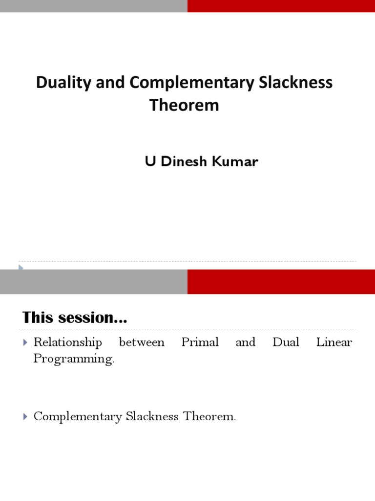 Dual Linear Programming and Complementary Slackness | Download Free PDF | Linear Programming ...