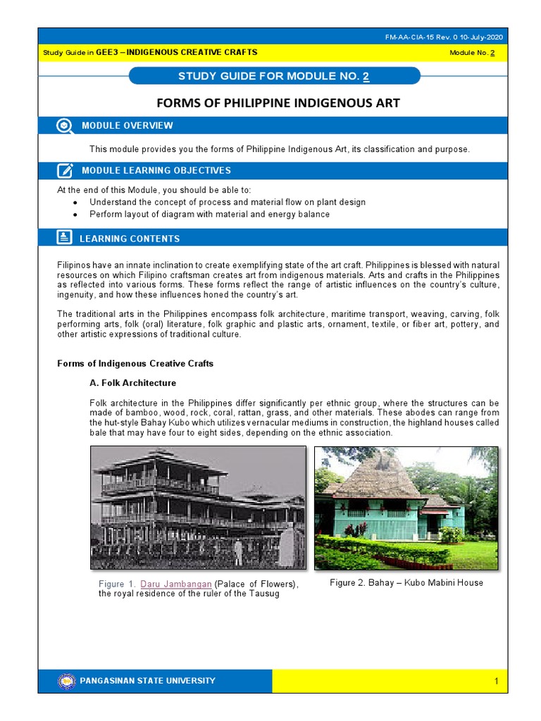 SG2 - Forms of Philippine Indigenous Art | PDF | Weaving
