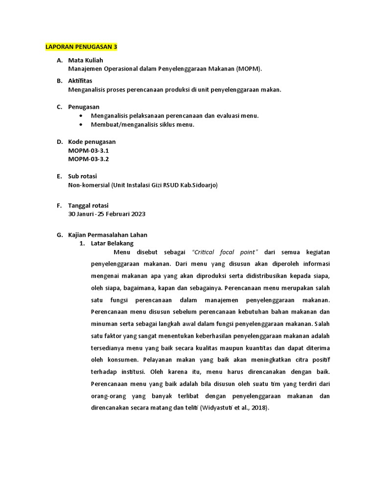 Laporan Penugasan MSPM | PDF | Kesehatan Holistik