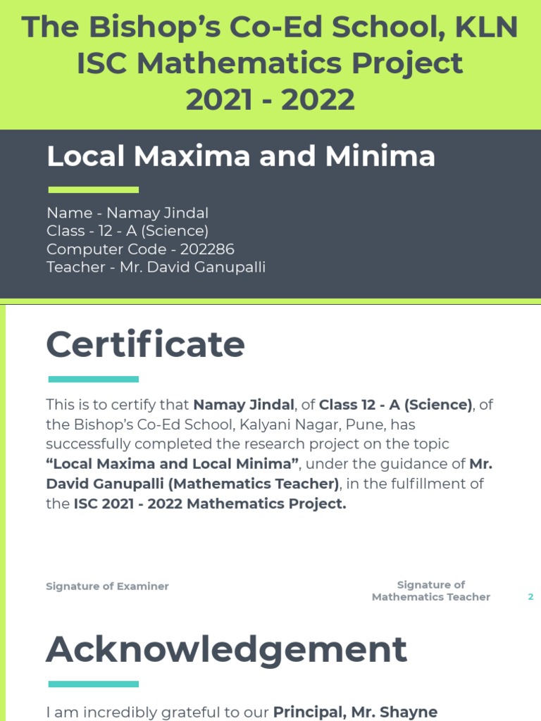 Math Project Part 2 | PDF | Maxima And Minima | Mathematics
