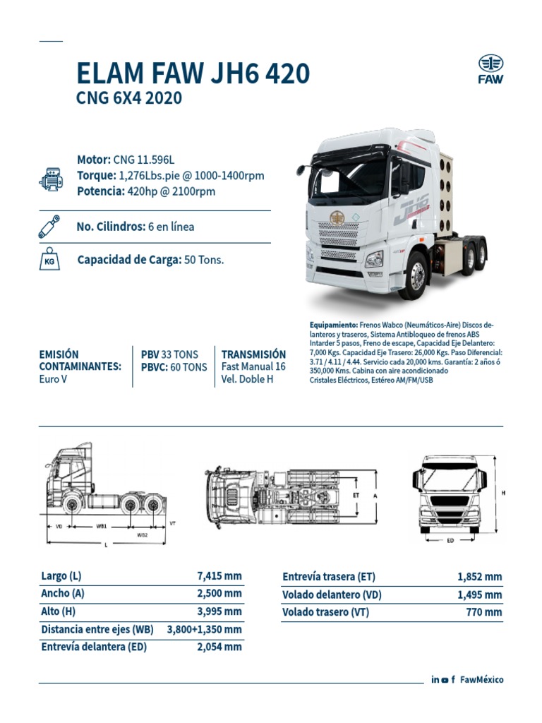 ELAM FAW JH6 420 CNV Ficha Tecnica | PDF